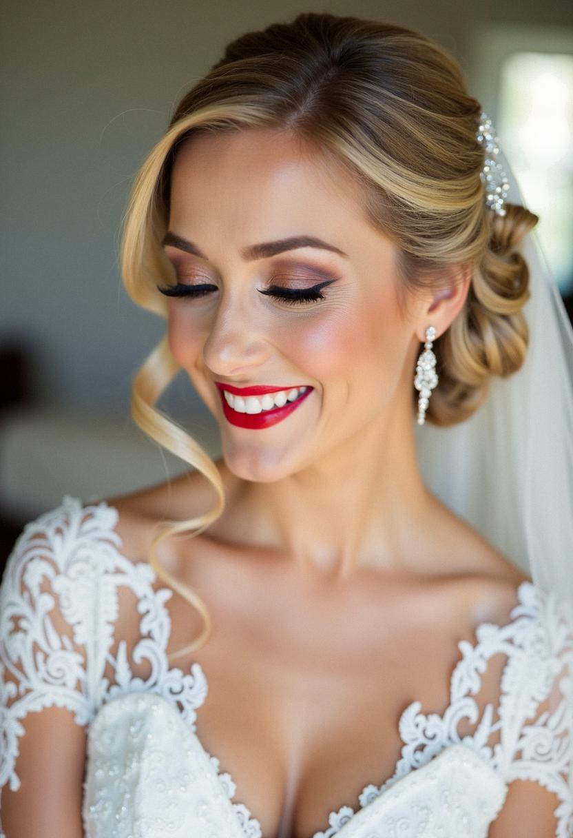 Stunning Wedding Makeup: Red Lips Brides - TheCharmingBride.com