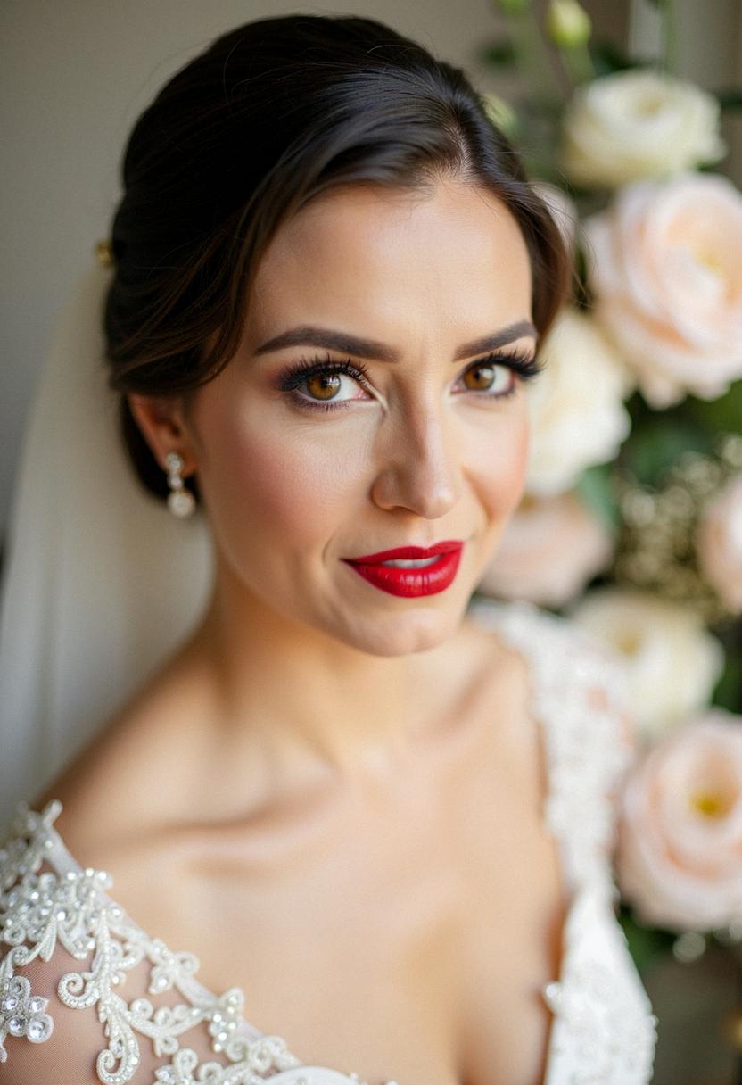 Stunning Wedding Makeup: Red Lips Brides - TheCharmingBride.com