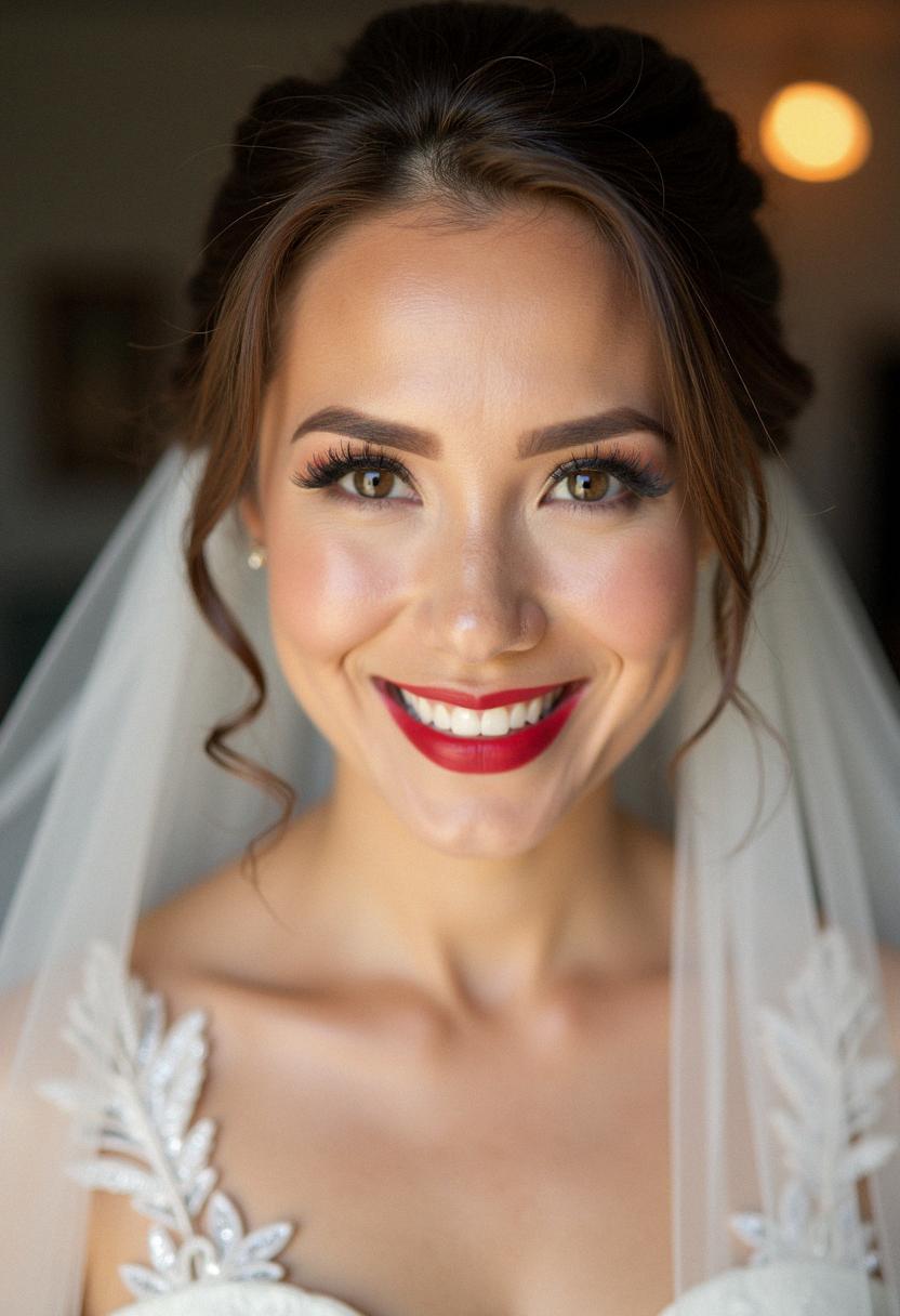 Stunning Wedding Makeup: Red Lips Brides - TheCharmingBride.com