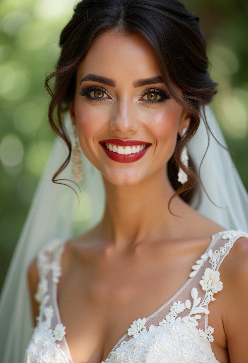 Stunning Wedding Makeup: Red Lips Brides - TheCharmingBride.com