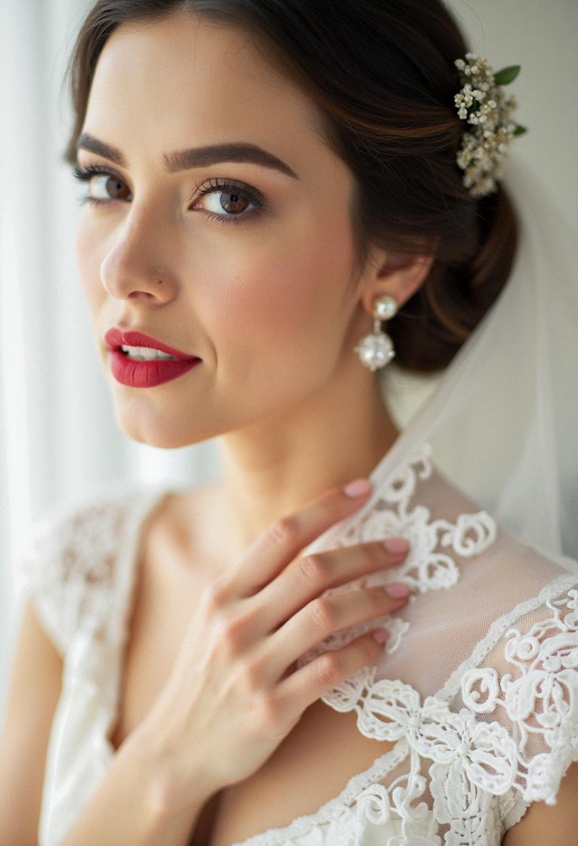 Stunning Wedding Makeup: Red Lips Brides - TheCharmingBride.com