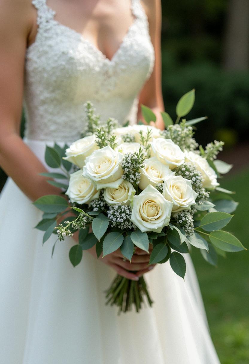 Stunning White Roses Bridal Bouquet Ideas - TheCharmingBride.com